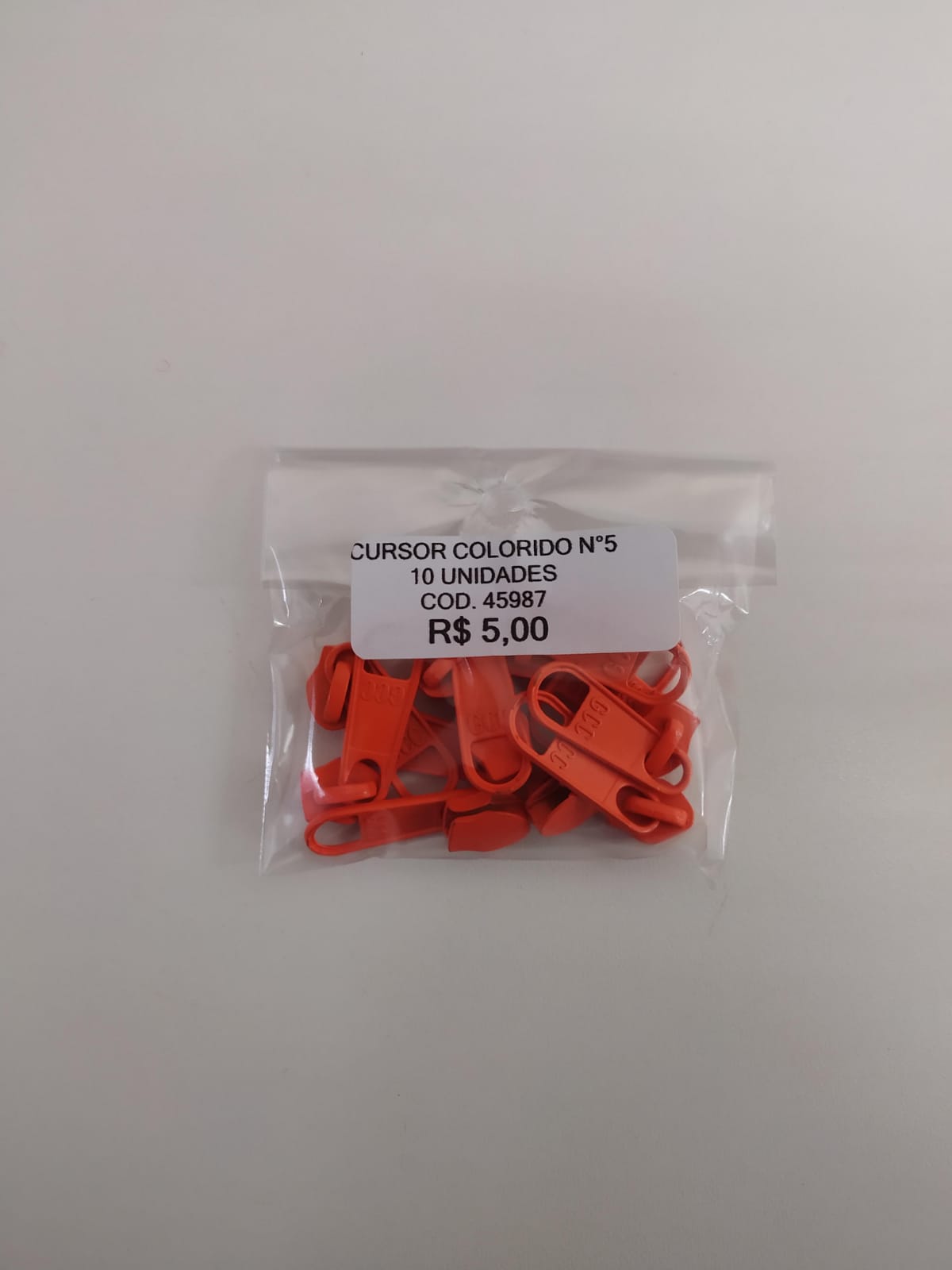 Cursor para Ziper Nº 5 Laranja – 10 un – LB